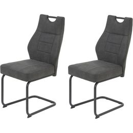 Hela Esszimmerstuhl &raquo;Linda S Schwingstuhl&laquo; (Set) 2 Stk.mit Taschenfederkern Sitz, mit 140KG belastbar, Freischwinger grau Metall, Polyester, Stoff B/H