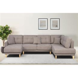 OTTO home Wohnlandschaft &raquo;TRIPLO U-Form wahlweise mit Schlaffunktion, B/T/H: 310/192/90 cm&laquo; Schlafsofa, auch mit Bettkasten, Steppung im R&uuml;ckenkissen 
