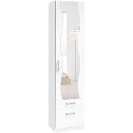 Priess Kleiderschrank wei&szlig; Holzwerkstoff B/H/T: 48cm x 193cm x 54cm, Schubladen: 2 Stk. 1-t&uuml;rig, T&uuml;ranschlag rechts