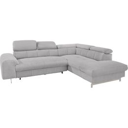 COTTA Ecksofa &raquo;Chef L-Form&laquo; mit Kopfteilverstellung, wahlweise mit Schlaffunktion & Bettkasten grau Chenille (90% Polyester, 10% Polyamid);Struktur (