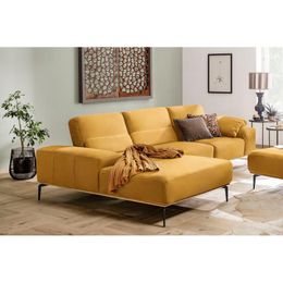 W.Schillig Ecksofa &raquo;run, Designsofa mit tollem Sitzkomfort, bequem, L-Form&laquo; mit Holzsockel, F&uuml;&szlig;e in Schwarz pulverbeschichtet, Breite 319 cm gelb 