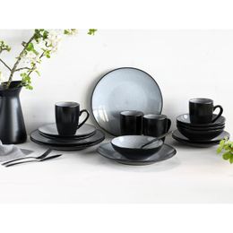OTTO home Kombiservice &raquo;modernes Geschirr-Set, Service Gullak&laquo; mit Reaktivglasur, sp&uuml;lmaschinengeeignet & mikrowellengeeignet grau Steinzeug 16 Stk.