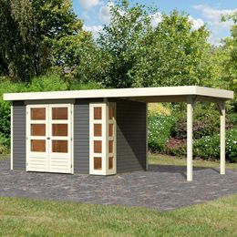 Karibu Gartenhaus &raquo;Nordsee 4&laquo; grau Holzwerkstoff ohne Fu&szlig;boden, ohne Dacheindeckung