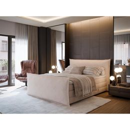 FORTE Boxspringbett &raquo;Harmonie inkl. Bettkasten und Topper, Kopf- und Fu&szlig;teil in Kissenoptik&laquo; in den Breiten 140cm, 160cm und 180cm erh&auml;ltlich beige 