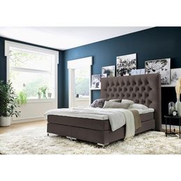 ATLANTIC HOME COLLECTION Boxspringbett &raquo;Ronja&laquo; mit Topper und extra hohem Kopfteil braun Bezug Bett: Samtvelours (100% Polyester);Bonnell-
