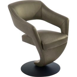 K+w Komfort & Wohnen K+W Komfort & Wohnen Drehstuhl &raquo;Kansas&laquo; () Design Leder-Drehsessel mit hohem Sitzkomfort, Drehteller in schwarz gr&uuml;n B/H/T: 62cm x 87cm x 64cm, Leder 
