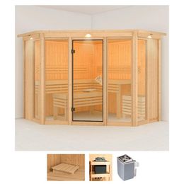 Karibu Sauna &raquo;Astrid 2&laquo; Set, 9-kW-Ofen mit integrierter Steuerung beige Saunaofen, integrierte Steuerung, 9 kW