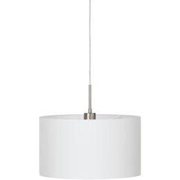 Eglo H&auml;ngeleuchte &raquo;PASTERI&laquo; E27 H&auml;ngelampe, Wohnzimmer, Esszimmer, K&uuml;che, Textilschirm, 110x38cm wei&szlig; 1, &Oslash; 38cm