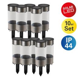 N&auml;ve n&auml;ve LED Solarleuchte &raquo;Rota&laquo; LED-Modul 1 Stk. Warmwei&szlig; 10er Set runde Dekoerdspie&szlig;e, LED warmwei&szlig;, je H: 19cm, D: 5cm, silber silber 10, &Oslash; 5cm H: 19cm
