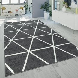 Paco Home Teppich &raquo;Stella 401&laquo; rechteckig 16 mm H&ouml;he Kurzflor, Pastellfarben, Rauten Design, Skandi Muster, Kundenliebling grau Polypropylen B : 60cm 1 Stk., 