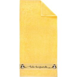 Dyckhoff Duschtuch &raquo;Pinguin&laquo; 100 % Baumwolle gelb Walkfrottier, Obermaterial: 100% Baumwolle B/L: 70cmx140cm, 1 Stk., Pinguin, Walkfrottier