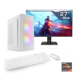 CSL PC-Komplettsystem &raquo;Spectrum V25275W&laquo; 27 &prime;&prime; AMD Ryzen 7 GeForce RTX 3050 32 GB RAM 1.000 GB SSD Inkl. 27 Zoll Full-HD Monitor, Maus, Tastatur, 300 