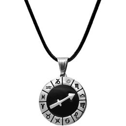 Firetti Herren Kette mit Anh&auml;nger &raquo;Schmuck Geschenk Edelstahl Leder Halsschmuck Halskette Sternzeichen&laquo; Made in Germany - mit Similistein wei&szlig; Sch&uuml;tze