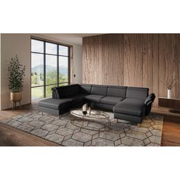Home Affaire Wohnlandschaft &raquo;Calypso U-Form&laquo; wahlweise mit motorischer Relaxfunktion grau 100%Polyester B/H/T: 334cm x 85cm x 227cm, Luxus-Microfaser 