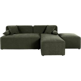 Home Affaire Ecksofa &raquo;Sundstrup L-Form&laquo; Modulserie, individuelle Zusammenstellung gr&uuml;n 100% Polyester B/H/T: 220cm x 76,5cm x 153cm, Samtoptik, 