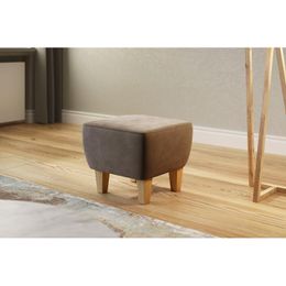 Home Affaire Polsterhocker &raquo;Viva&laquo; mit Eichenf&uuml;&szlig;en braun 100% Polyester B/H/T: 56cm x 46cm x 56cm, Luxus-Microfaser ALTARA NUBUCK