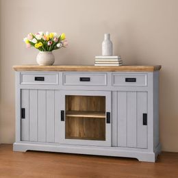 OTTO home Sideboard &raquo;Alpinist Kommode Breite/Tiefe/H&ouml;he 160/40/90 cm&laquo; mit 3 Schiebet&uuml;ren, handgefertigt, Unikat-M&ouml;bel, Breite 160 cm grau Massivholz B