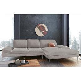 W.Schillig Ecksofa &raquo;enjoy&MORE, Designsofa, bequem, zeitlos und elegant, L-Form&laquo; mit Sitztiefenverstellung, F&uuml;&szlig;e Chrom gl&auml;nzend, Breite 340 cm grau 