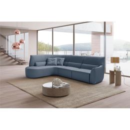 Egoitaliano Ecksofa &raquo;Puffy, extravagant & edel, Retro Designsofa, hoher Sitzkomfort, L-Form&laquo; mit Ottomane, wahlweise mit und ohne elektrischer Relaxfunktion grau 