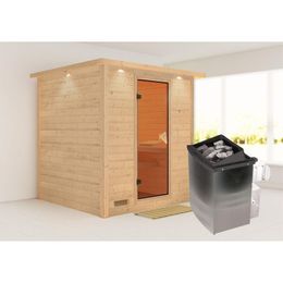 Karibu Sauna &raquo;Menja&laquo; Set, Ofen 9 kW integr. Strg beige Saunaofen, integrierte Steuerung, 9 kW