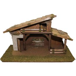 Krippe aus Holz, 59x30x32,5 cm, f&uuml;r Figuren bis 12 cm H&ouml;he braun Holzwerkstoff Einheitsgr&ouml;&szlig;e