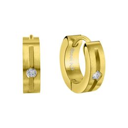 Firetti Damen Paar Creolen &raquo;Schmuck Geschenk Edelstahl Ohrschmuck Ohrringe&laquo; mit Zirkonia (synth.) gold 13mm, Edelstahl