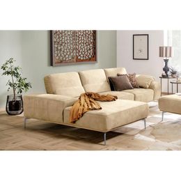 W.Schillig Ecksofa &raquo;run, Designsofa, bequem, L-Form&laquo; mit elegantem Holzsockel, F&uuml;&szlig;e in Chrom gl&auml;nzend, Breite 299 cm beige Longlife Xtra-Leder Z73: 