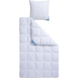 f.a.n. fan Microfaserbettdecke + Kopfkissen &raquo;Kansas, 2tlg.-Set mit Kissen 80x80 cm&laquo; Bettdecke 135x200 cm, 155x220 cm f&uuml;r Sommer oder Winter wei&szlig; Bettdecken 
