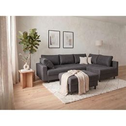 Collection AB Ecksofa &raquo;Toni L-Form 274 cm&laquo; Set: Sofa & Hocker, 2 Zierkissen, Bonell-Federkern grau 100%Polyester B/H/T: 274cm x 44cm x 184cm, 