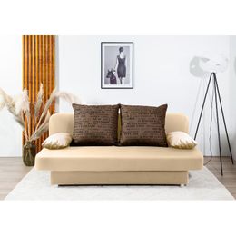 Collection AB Schlafsofa &raquo;Ulla, B: 186 cm, Liegel. 142x186 cm&laquo; Schlaffunktion, Bettkasten & 2 Wende-R&uuml;ckenkissen beige B/H/T: 186cm x 94cm x 85cm, 