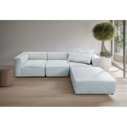 Home Affaire 3-Sitzer &raquo;Utvik kann individuell zusammengestellt werden&laquo; Modulsofa, bestehend aus 2 Eck-, 1 Mittelelement und 1 Hocker blau 95% 