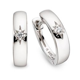 Bruno Banani Damen Paar Creolen &raquo;Schmuck Geschenk Klappcreole Silber rhodiniert&laquo; mit Zirkonia (synth.) 13,4mm, Silber 925 (Sterlingsilber)