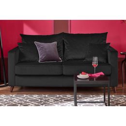 Home Affaire 2-Sitzer &raquo;Renesse&laquo; lose Kissen, Keder an Sitzkissen schwarz Samtvelours 100% Polyester;Luxus-Microfaser ALTARA NUBUCK (100% Polyester) B/
