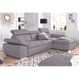 exxpo - sofa fashion Ecksofa &raquo;Spring, super bequem, mit Armteil- und Kopfteilfunktion&laquo; L-Form, wahlweise mit Bettfunktion und Bettkasten silber Luxus-