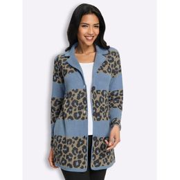 Sieh an! Jacquard-Strickjacke in bleu-graphit-gemustert | Gr.: 52