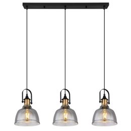 Globo LIGHTING H&auml;ngeleuchte &raquo;DOROTHEA&laquo; E27 1 Stk. H&auml;ngeleuchte schwarz matt mit Messing und Glas, k&uuml;rzbar schwarz 3, H: 120cm, 1 Stk.