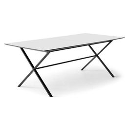 Esstisch &raquo;Meza Designtisch mit Auszugsfunktion und 2 Einlegeplatten&laquo; wei&szlig; Tischplatte: Weiss Laminat (schwarzer Rand), Gestell: Pulverbeschichtetes 