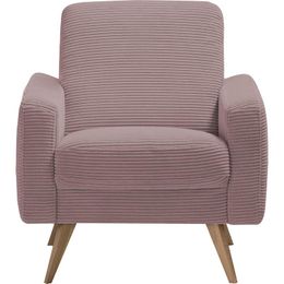 exxpo - sofa fashion Sessel &raquo;Samso, Loungesessel&laquo; elegant und bequem, aktueller Cord Bezug braun 100% PES Cord POSO, B/H/T: 82cm x 87cm x 80cm