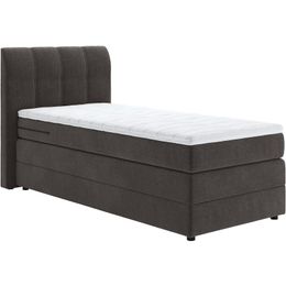 Home Affaire Boxspringbett &raquo;Finja&laquo; besonders komfortable Liegeh&ouml;he, mit praktischem Bettkasten grau Polyester Stoff Karo Polyester, Liegefl&auml;che B/L: 