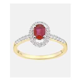Diamant L'&eacute;ternel Ring aus 375 Gelbgold mit Diamant mit Rubin | Gr.: 54