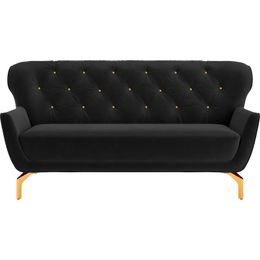 Sit & More sit&more 3-Sitzer &raquo;Orient 3&laquo; inkl. 2 Zierkissen mit Strass-Stein, goldfarbene Metallf&uuml;&szlig;e schwarz 100% Polyester B/H/T: 183cm x 89cm x 88cm, Samtoptik