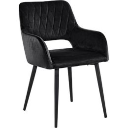 OTTO home Esszimmerstuhl &raquo;Franca&laquo; (Set) 2 Stk.Sitz in Samtvelours, R&uuml;ckenlehne mit Rautensteppung, Sitzh&ouml;he 48 cm schwarz Stoff B/H/T: 55cm x 82cm x 