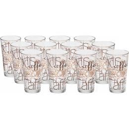 Bormioli Rocco Longdrinkglas &raquo;Longdrinkbecher 370 ml Latte Macchiato, 12 St&uuml;ck&laquo; Coffee-Dekor, stapelbar, sp&uuml;lmaschinengeeignet silber Glas &Oslash; 7,8cm x 14,2cm, 370ml, 