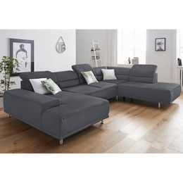 Sit & More sit&more Wohnlandschaft &raquo;Mariola U-Form&laquo; mit Federkern, inklusive Kopfteil- und Sitztiefenverstellung grau Luxus-Microfaser (100% Polyester);Struktur 