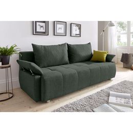 Collection AB Schlafsofa &raquo;Funtastic, B: 212 cm, Liegel. 145x187 cm&laquo; Schlaffunktion, Bettkasten, Armteilverstellung & Zierkissen, Federkern gr&uuml;n 