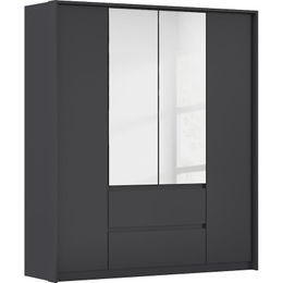 Rauch Dreht&uuml;renschrank &raquo;Mainz mit Spiegel und Passepartout&laquo; optional mit Beleuchtung, Au&szlig;ent&uuml;ren mit Push-to-Open Funktion grau Holzwerkstoff B/H/T: 