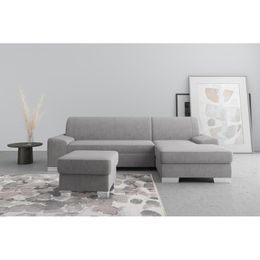 DOMO collection Ecksofa &raquo;Anzio L-Form, whlw. Bettfunktion, Federkern, hochwertig, Breite 271 cm&laquo; Mit Bettfunktion, Recamiere rechts, Samtoptik, grau 