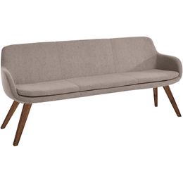 Musterring Essbank &raquo;Tavia&laquo; Stativgestell Wildnussbaum massiv ge&ouml;lt, Breite 180, 200 oder 220 cm grau 100% PES B/H/T: 180cm x 87cm x 66cm, Flachgewebe