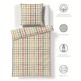 Fleuresse Bettw&auml;sche &raquo;Rio&laquo; Bestickter Seersucker 100% Baumwolle, b&uuml;gelfrei, atmungsaktiv bunt Seersucker, Obermaterial: 100% Baumwolle B/L: 155cm x 