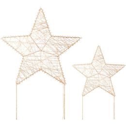 Creativ deco Dekostern &raquo;LUMIA, Deko-Objekt Stern&laquo; Weihnachtsdeko, Batteriebetrieb, 2er Set beige &Oslash; 50cm